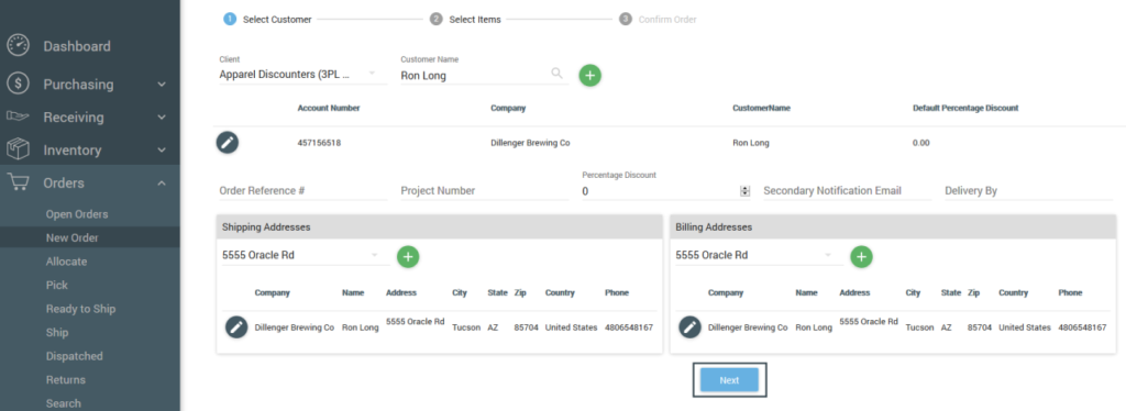 Create a New Order in Allocadence – Allocadence Knowledge Base