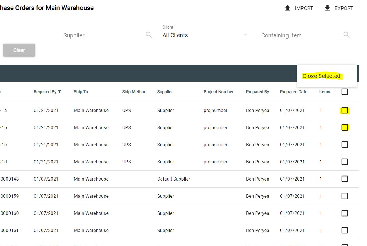 Delete or close a purchase order (PO) – Allocadence Knowledge Base